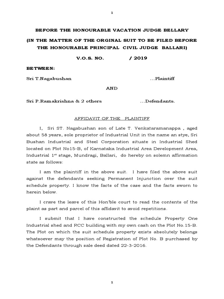 Affidavit 1 | PDF | Lawsuit | Injunction