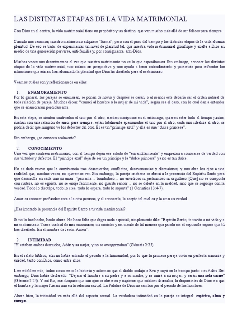Las Distintas Etapas de La Vida Matrimonial | PDF | Amor | Matrimonio