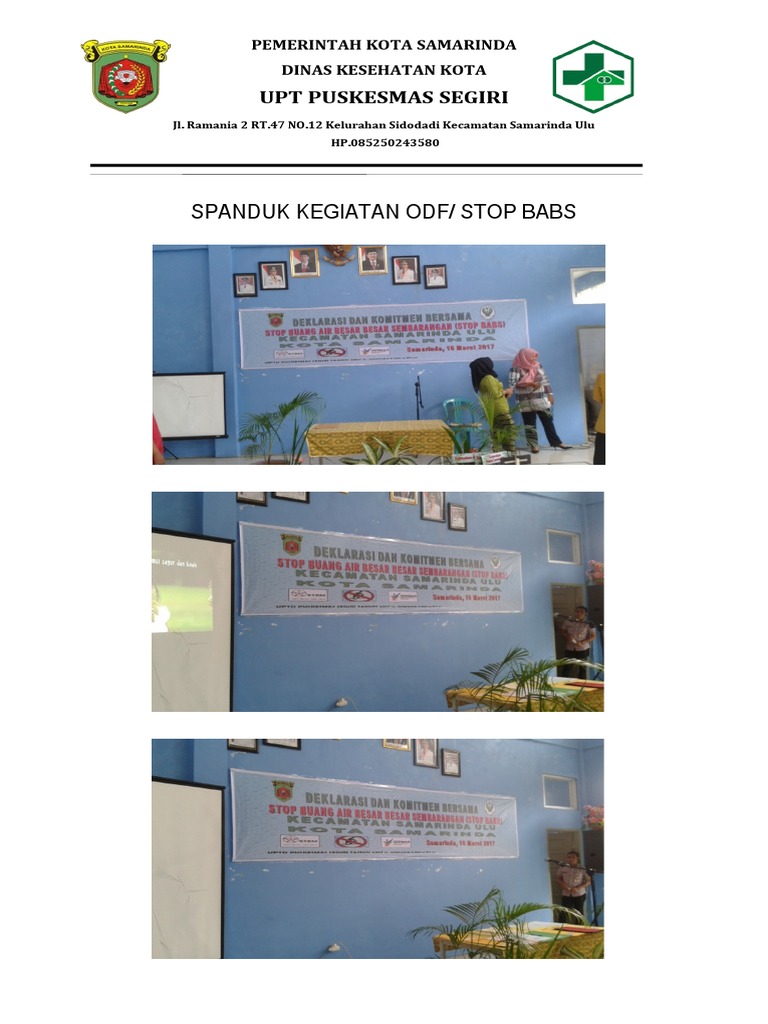 Spanduk Kegiatan Odf/ Stop Babs: Upt Puskesmas Segiri | PDF