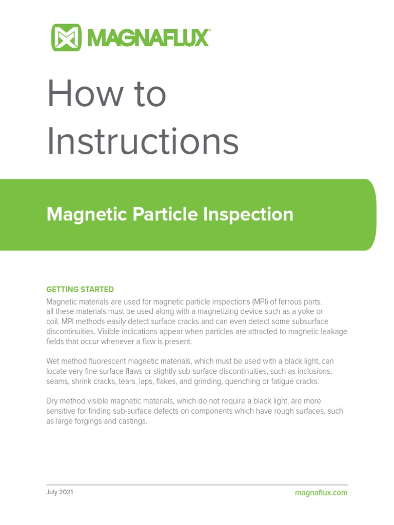 Magnaflux, How To Do Magnetic Particle Inspection (2021) | PDF