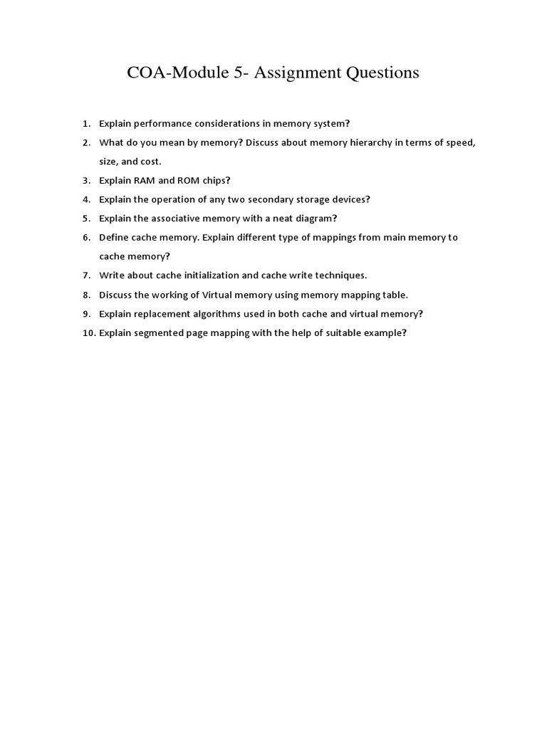 COA MODULE 5 Assignment Questions | PDF