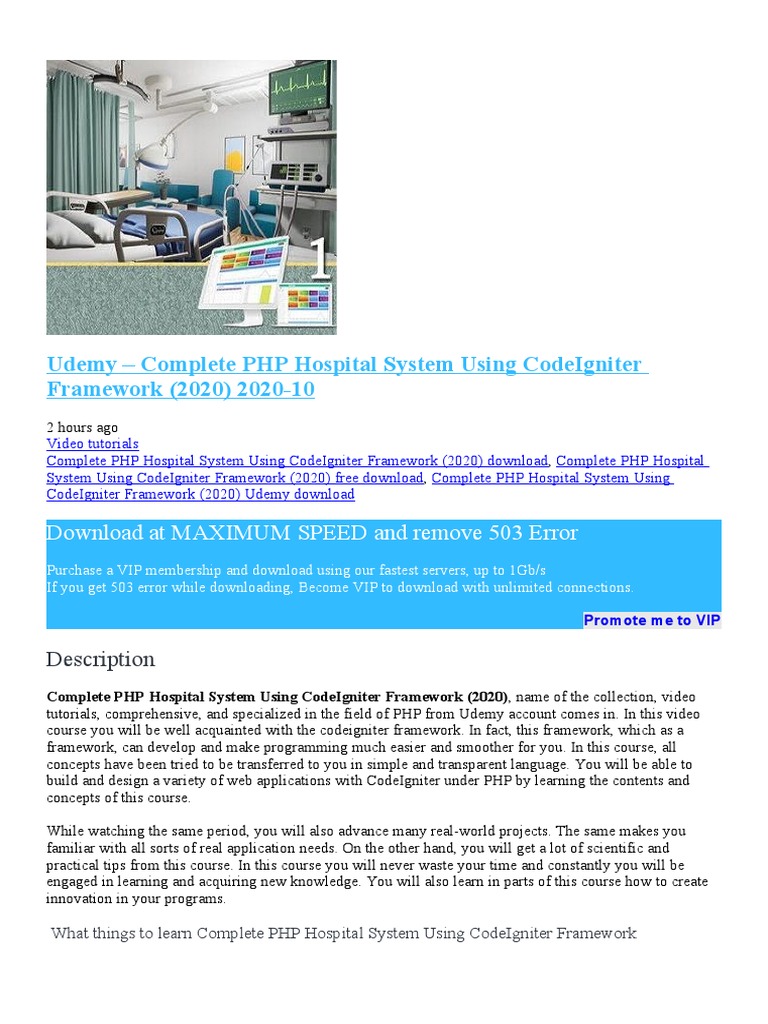 Udemy - Complete PHP Hospital System Using Codeigniter Framework (2020) 2020-10 | PDF | Php ...