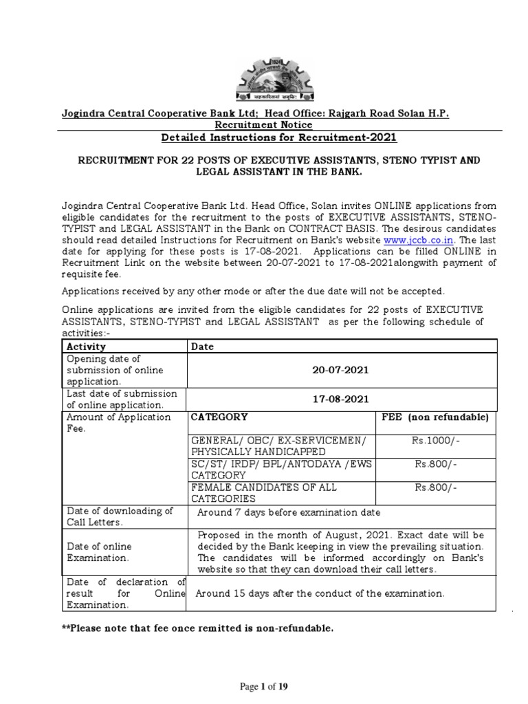 JCCB Recruitment | PDF | Identity Document | Image Scanner