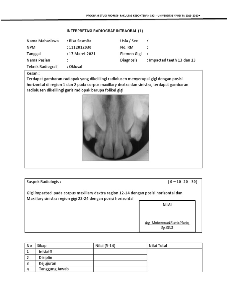 Interpretasi Radiograf Oklusal - Risa Sasmita | PDF | Sains & Matematika