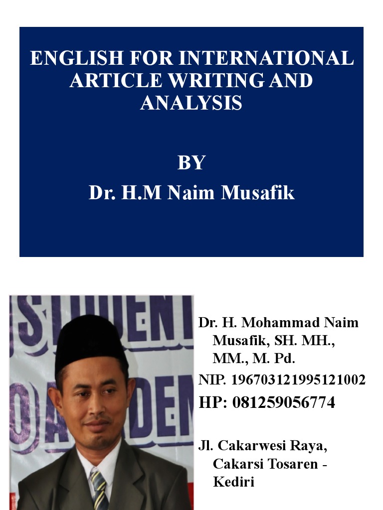 English For International Article Writing and Analysis BY Dr. H.M Naim Musafik | PDF | Abstract ...