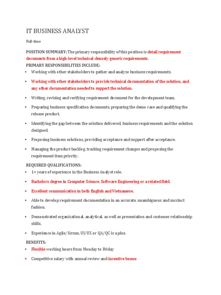 It Business Analyst | PDF