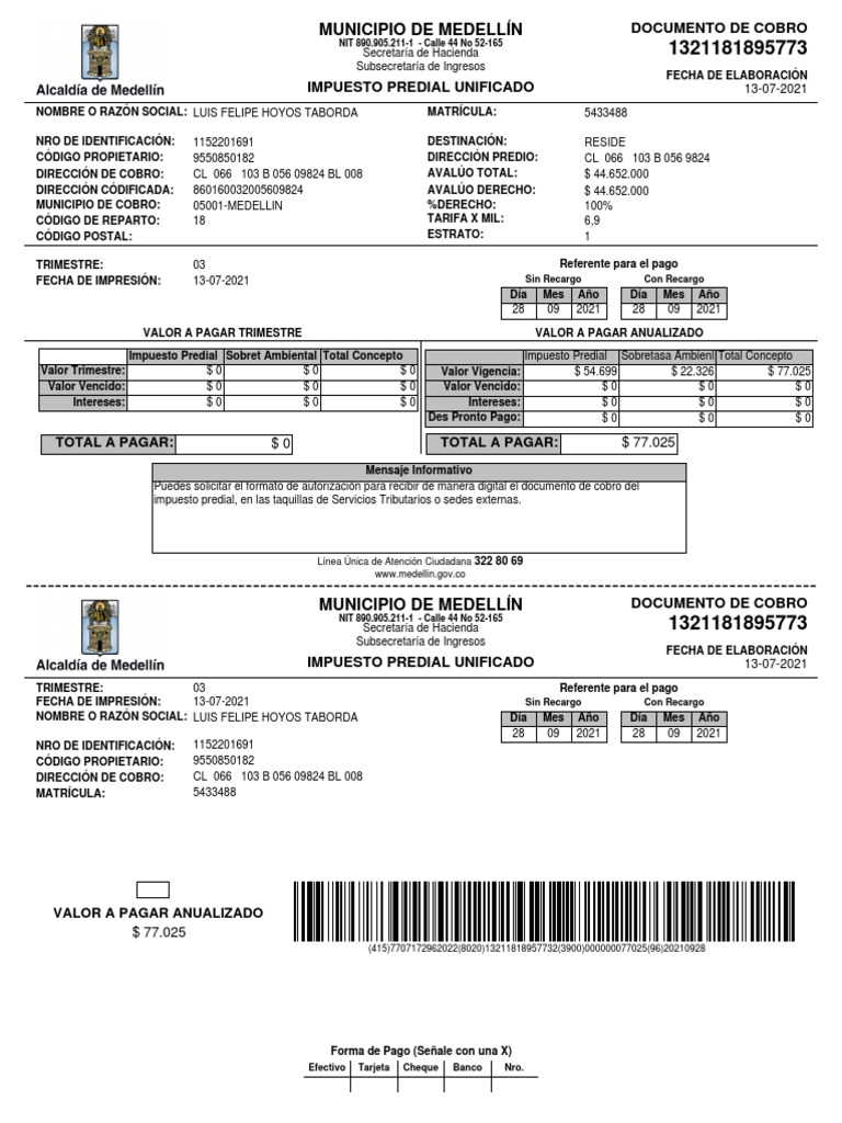 Impuesto Predial | PDF | Pagos | Economias