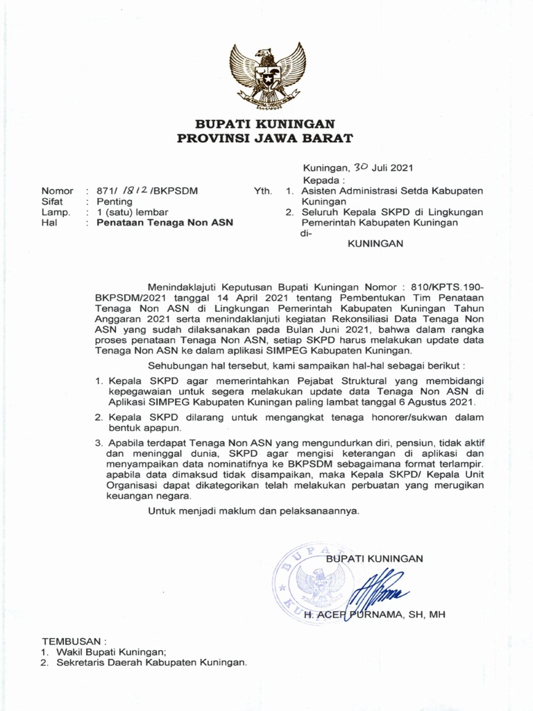 Surat Penataan Tenaga Non Asn | PDF