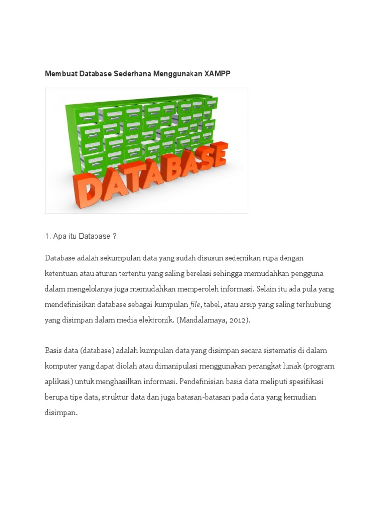 Membuat Database Sederhana Menggunakan XAMPP | PDF Membuat Database Sederhana Menggunakan XAMPP | PDF