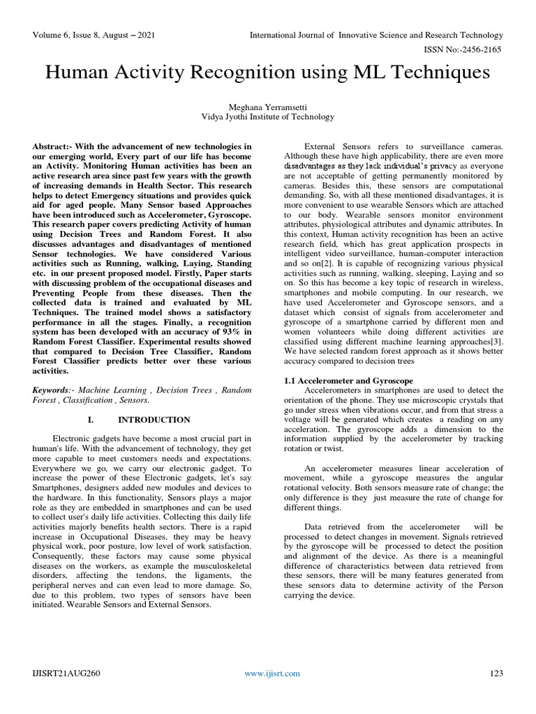 Human Activity Recognition Using ML Techniques | PDF | Accelerometer ...