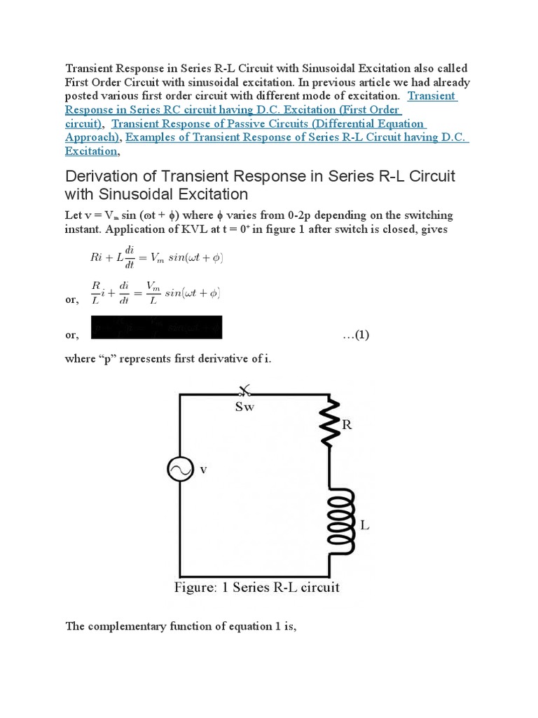 Transient Response of Series R-L Circuit | PDF | Electronics ...
