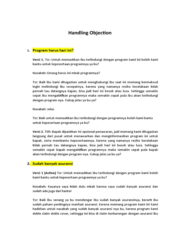 Handling Objection | PDF