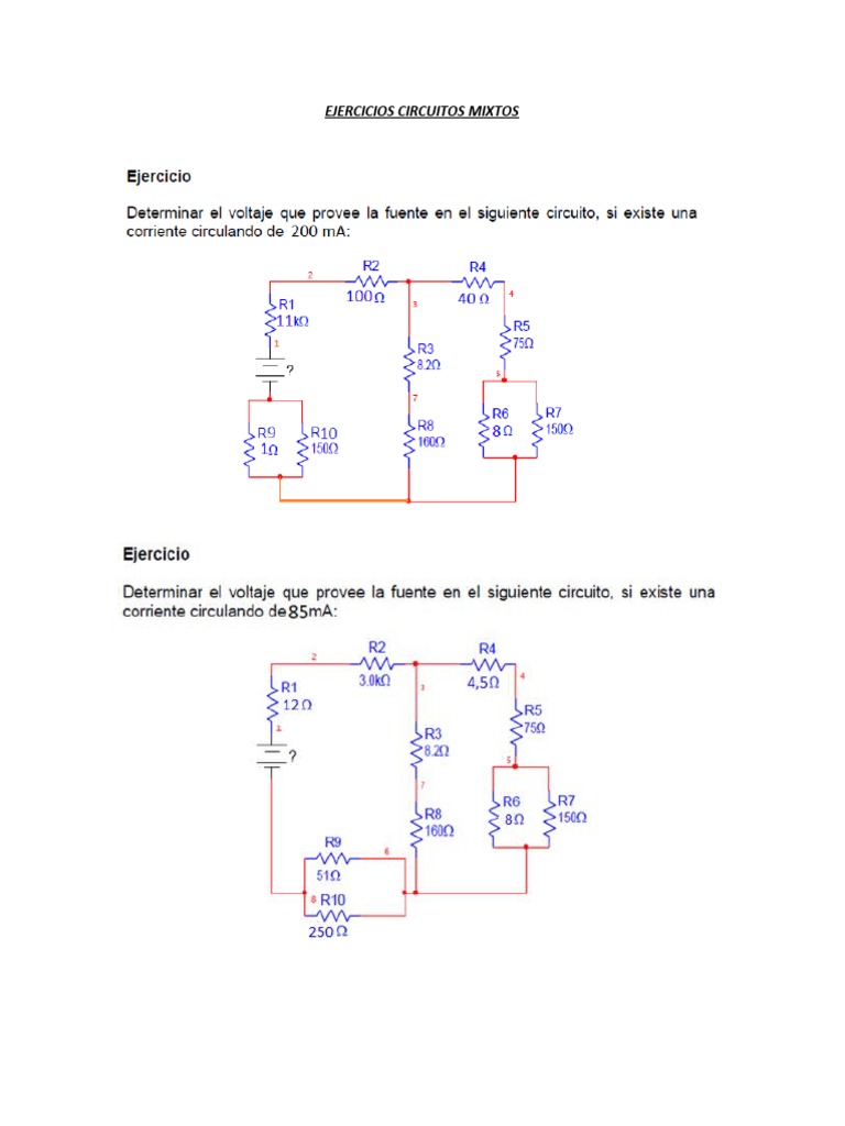 Ejercicios Circuitos Mixtos | PDF
