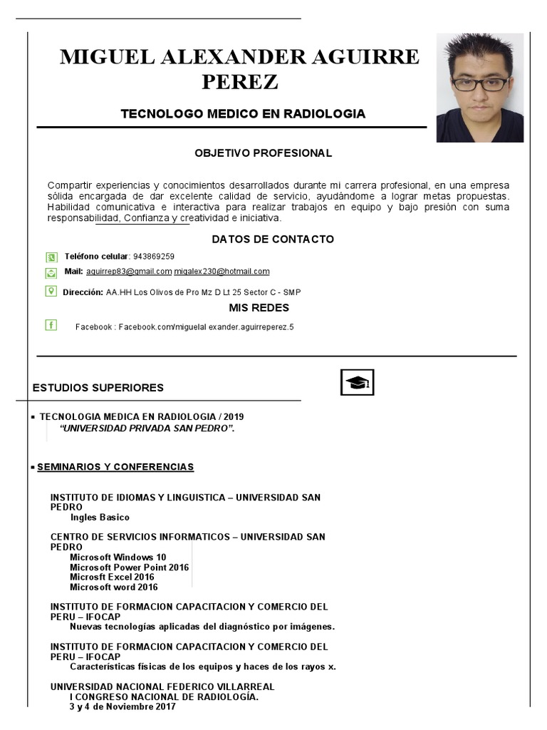 CV - TM 2020 | PDF | Radiología | Ultrasonido médico