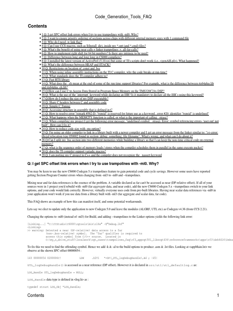 Code Generation Tools FAQ | PDF | Library (Computing) | C (Programming ...