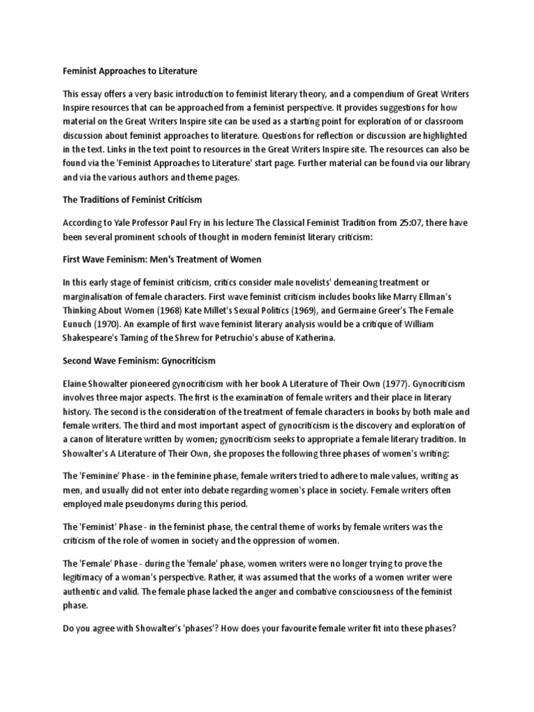Feminist Literary Theory Guide | PDF | Feminism | Gender Studies