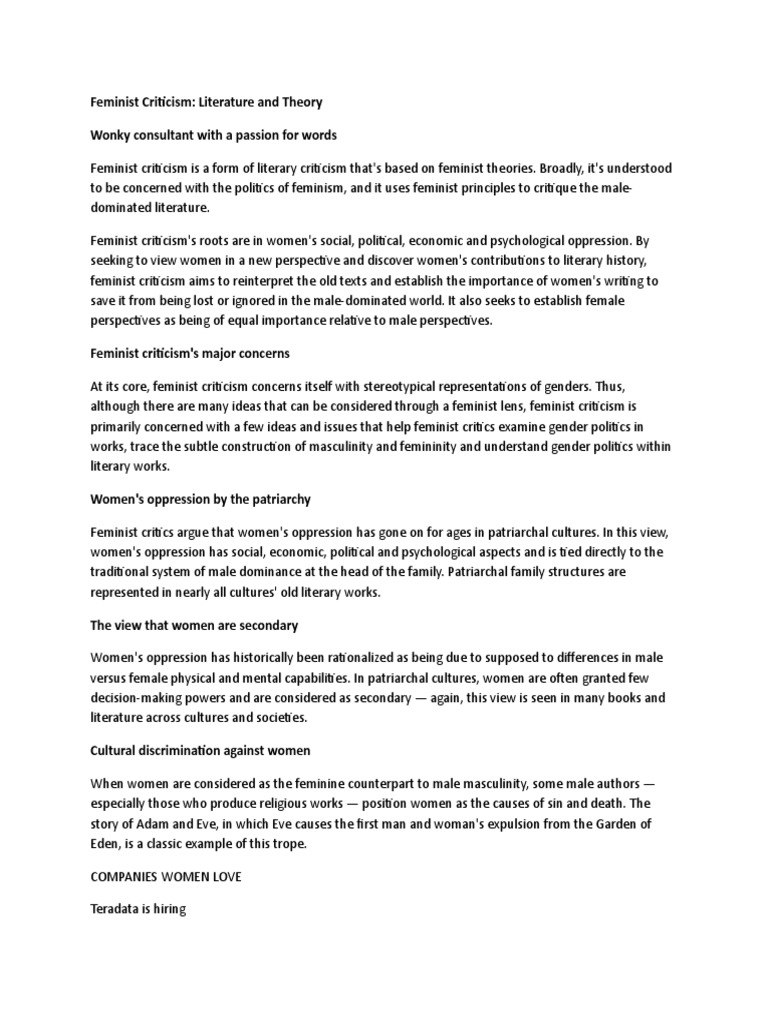 Understanding Feminist Literary Criticism | PDF | Gender Studies | Feminism