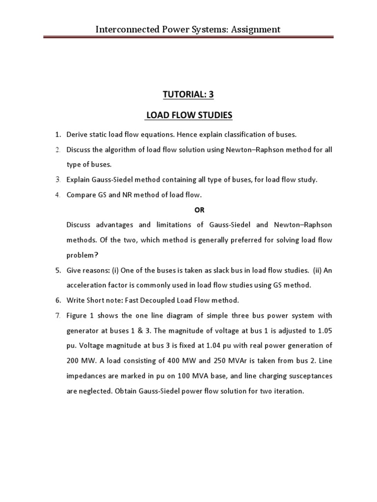 Load Flow Study IPS Assignment 3 | PDF | Force | Electrical Engineering