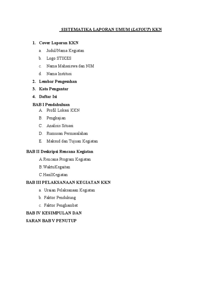 Contoh Laporan Progres Kegiatan KKN 2021 | PDF