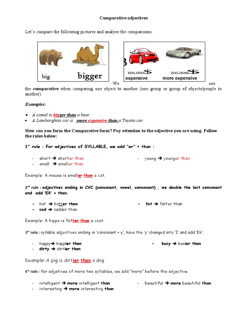 COMPARATIVE ADJECTIVES Worksheet | PDF | Linguistics | Human Communication