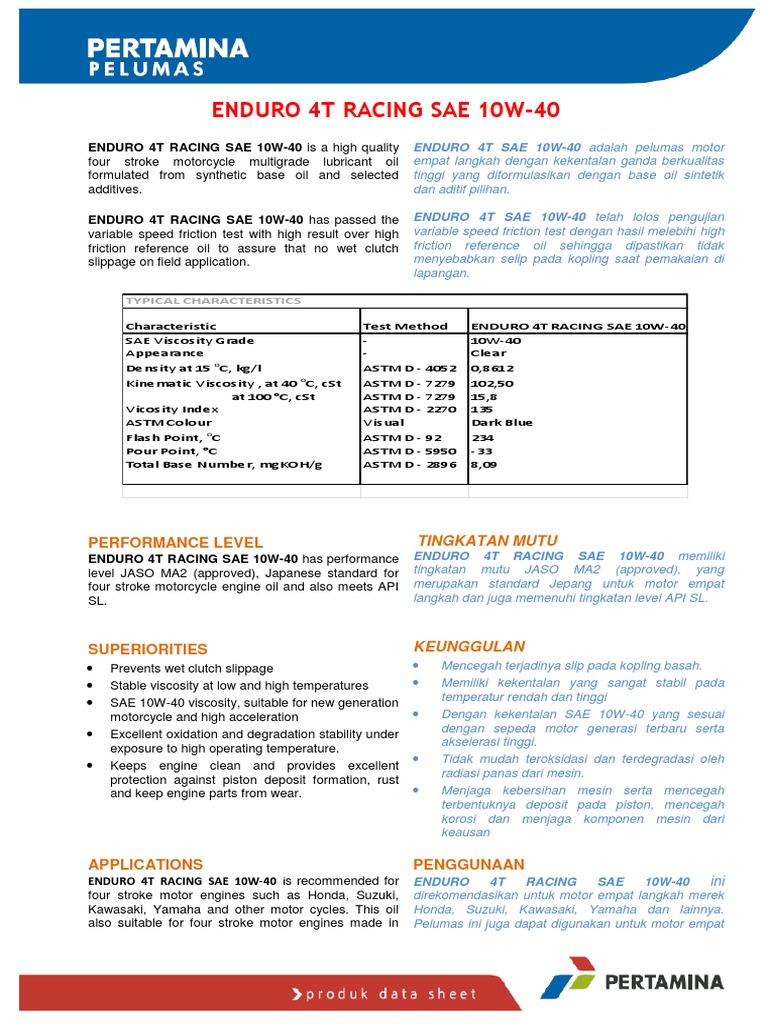 PDS Enduro 4T Racing Sae 10W-40 | PDF