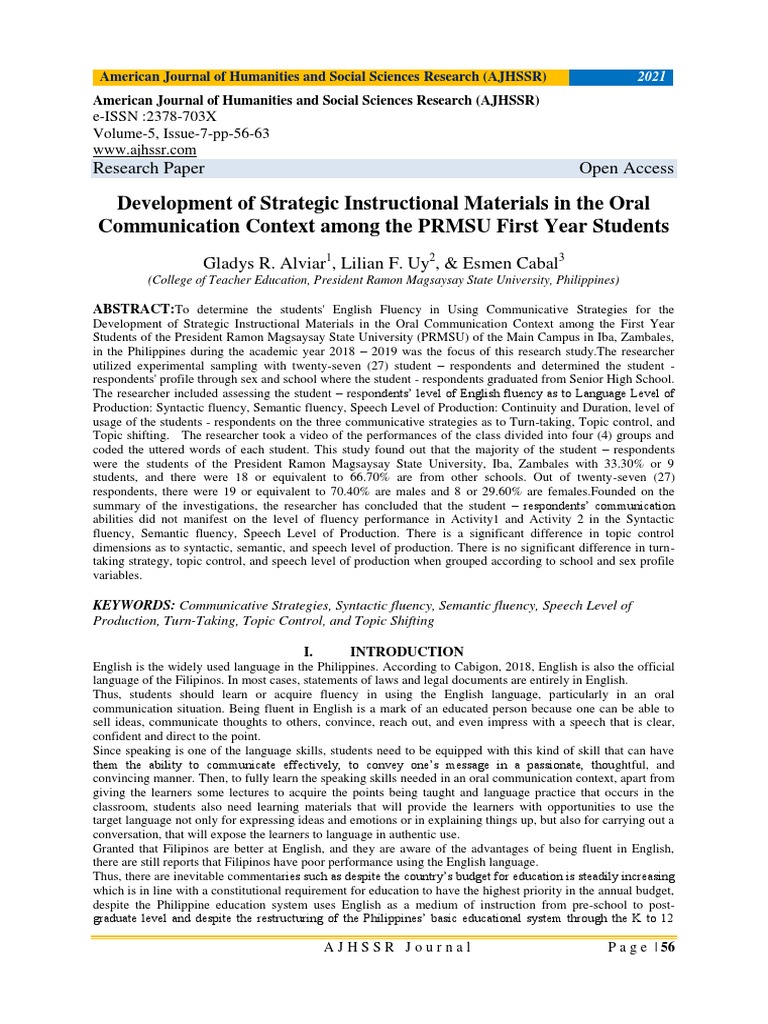 Strategic Materials for Oral Communication | PDF | Second Language ...