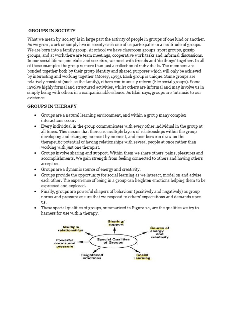 Group Dynamics Notes | PDF | Psychotherapy | Occupational Therapy