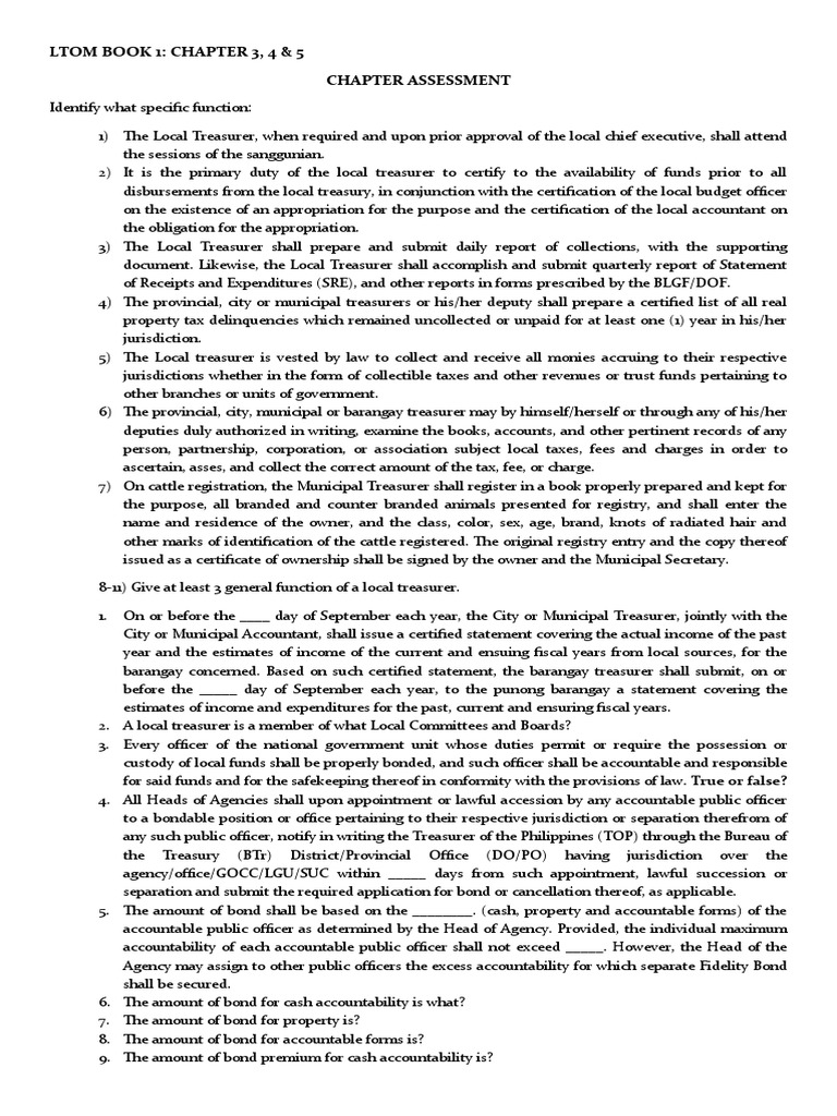 Ltom Book 1: Chapter 3, 4 & 5 Chapter Assessment | PDF | Bonds (Finance ...