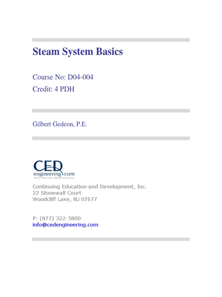 Steam System Basics: Course No: D04-004 Credit: 4 PDH | PDF | Boiler ...