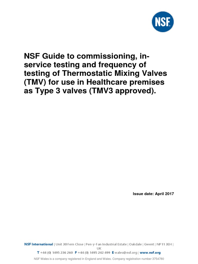 NSF TMV 3 Commissioning Testing guide-TMV | PDF | Valve | Water