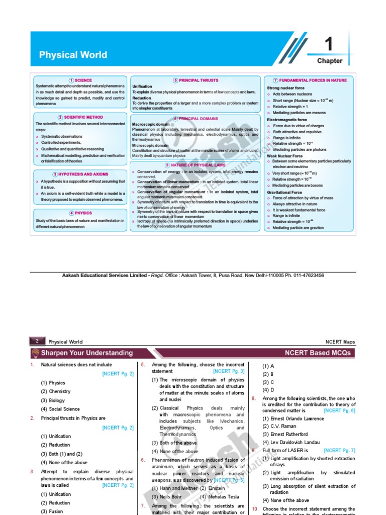 Physical World: Science 1 Principal Thrusts 5 Fundamental Forces in ...