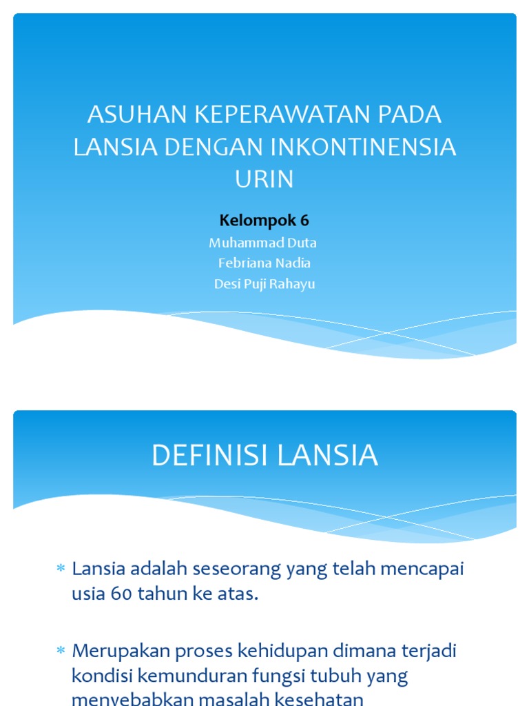 Asuhan Keperawatan Pada Lansia Dengan Inkontinensia Urin | PDF