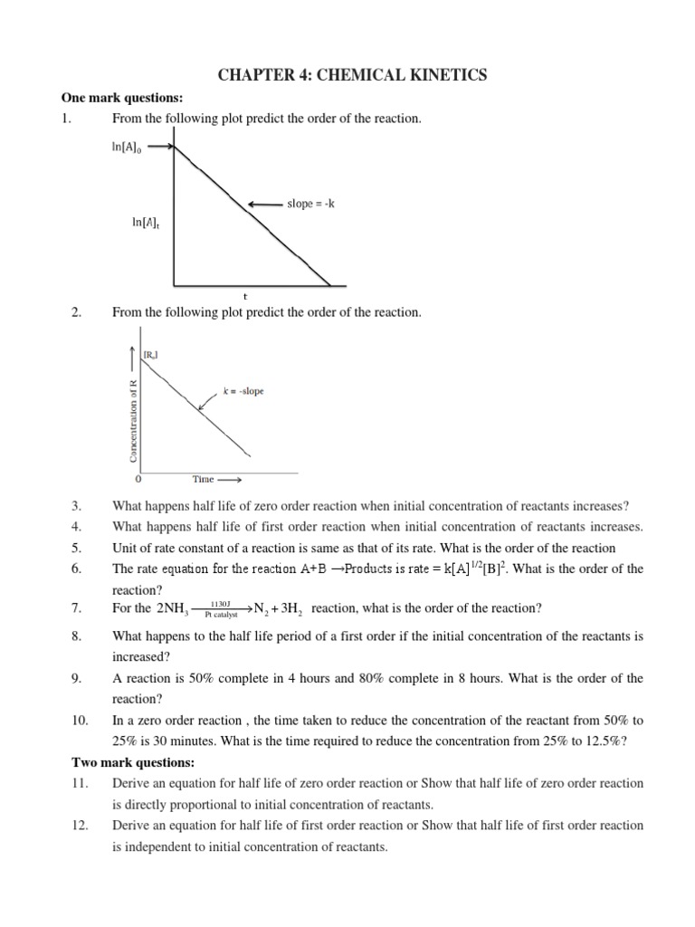 Chapter 3 - Chemical Kinetics Worksheet | PDF | Reaction Rate ...
