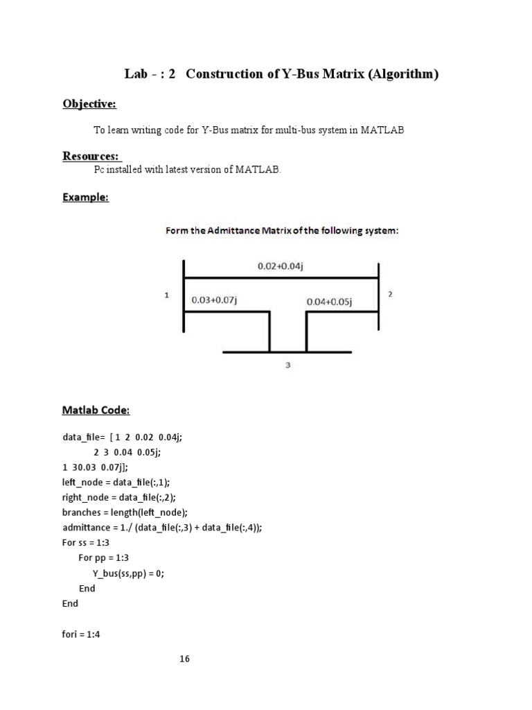 Lab 2 Ybus Matrix | PDF