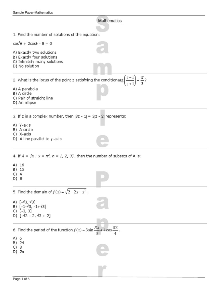 Maths CET Sample | PDF | Ellipse | Numbers