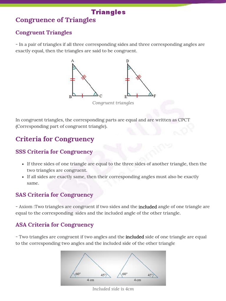 Congruence of Triangles Triangles | PDF | Triangle | Geometry