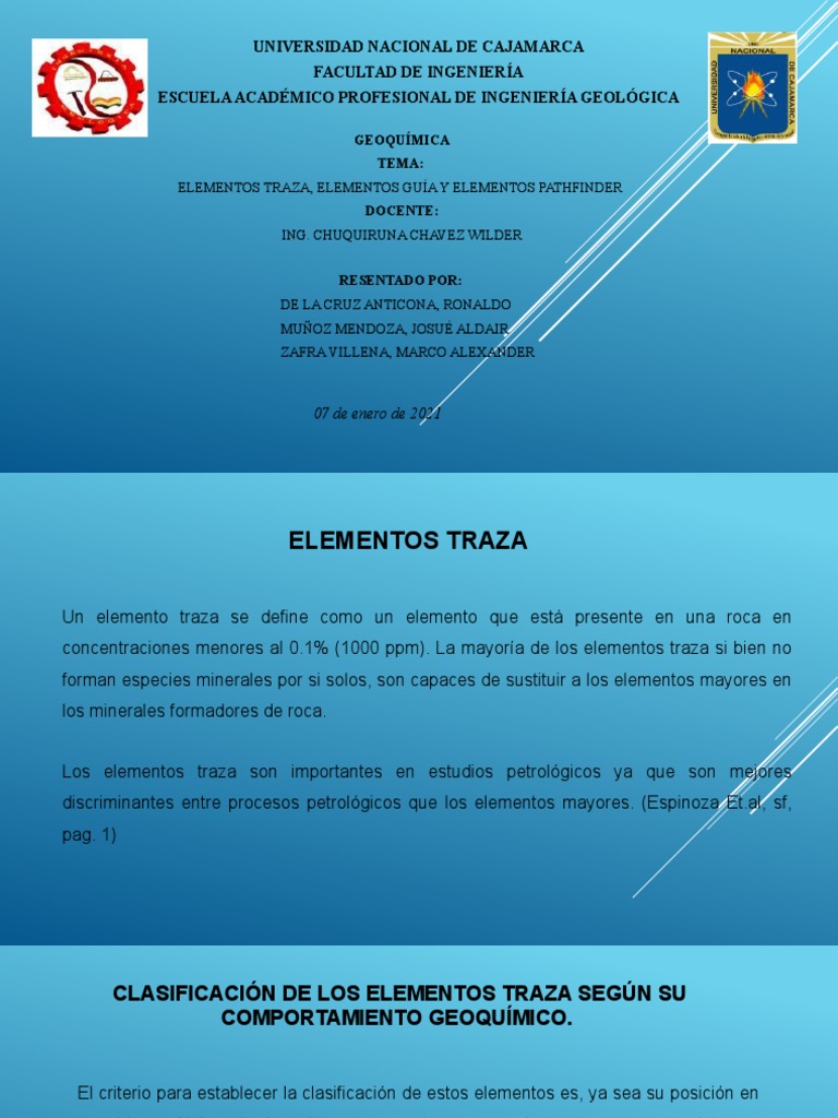 Elementos Traza, Guía-Pathfinder | PDF | Geoquímica | Tabla periódica