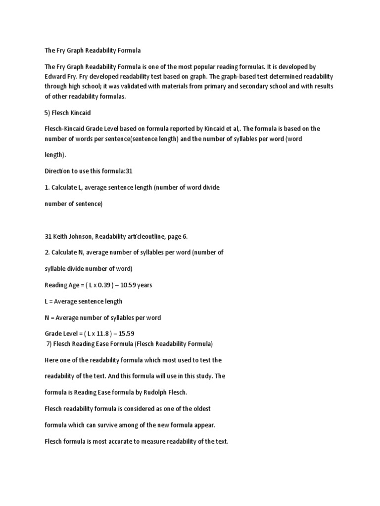 The Fry Graph Readability Formula | PDF | Linguistics | Text