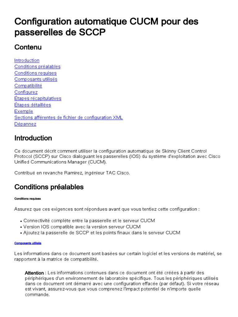 Configuration SCCP pour CUCM | PDF | Serveur (Informatique) | iOS
