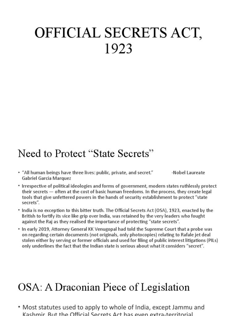 Official Secrets Act | PDF | Presumption Of Innocence | Burden Of Proof ...