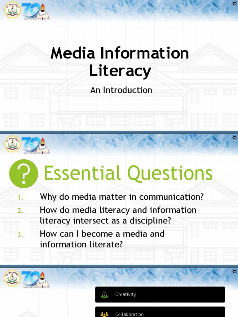 Lesson 1 Introduction To Media and Information Literacy | PDF ...
