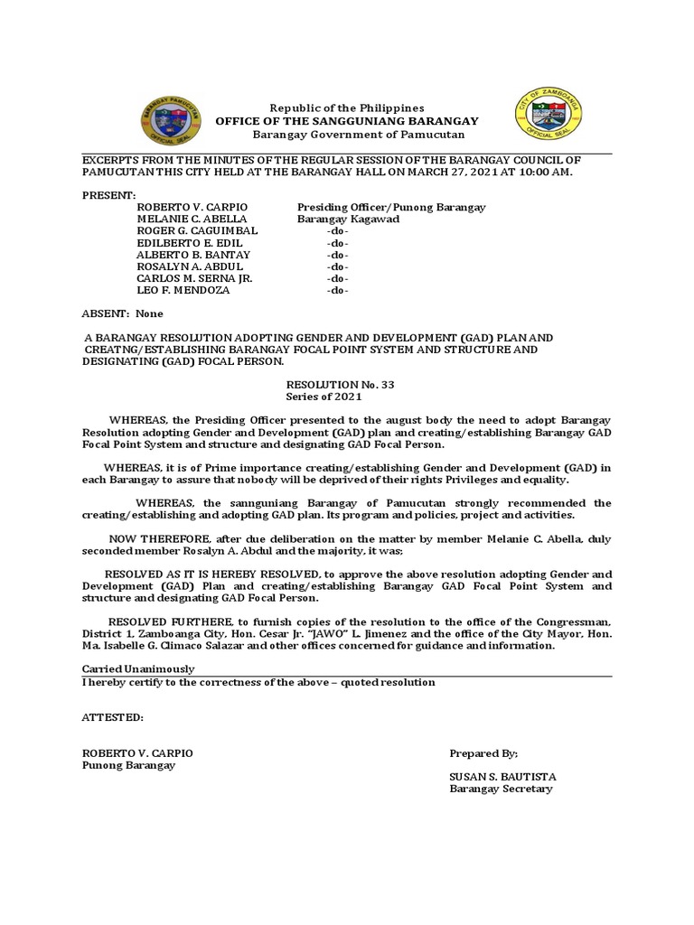 Gad Resolution 2021 | PDF | Government