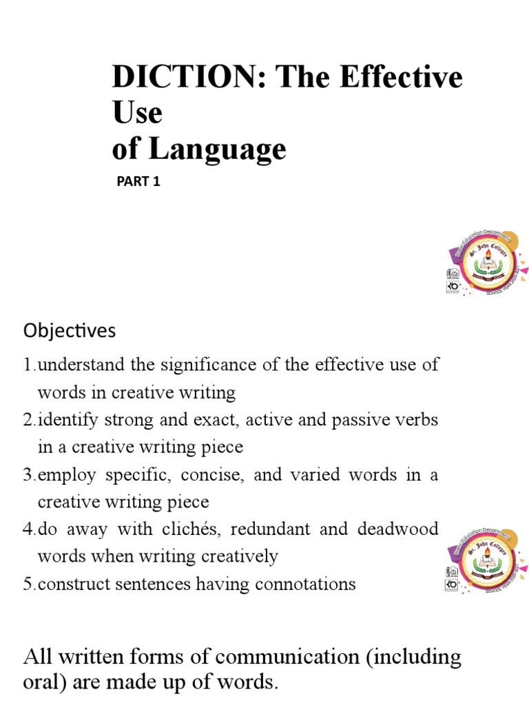 Diction The Effective Use of Language | PDF | Perfect (Grammar) | Verb