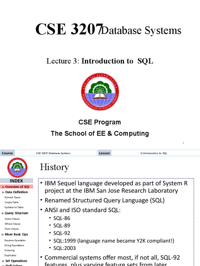 Database Systems: Lecture 3: Introduction To SQL | Download Free PDF ...