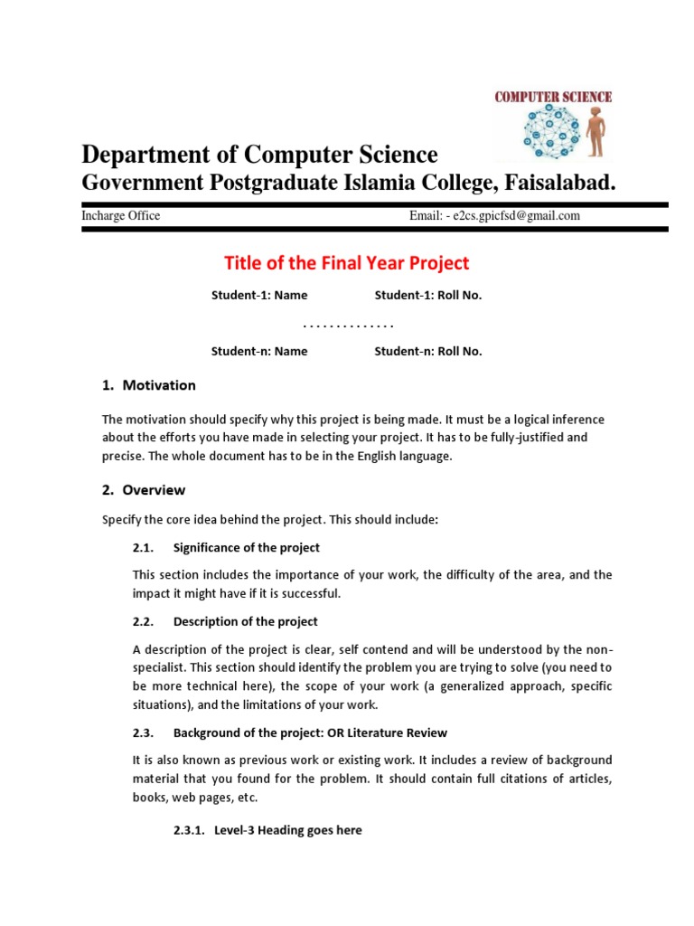 Final Year Project Proposal Guidelines | PDF | Citation | Computing