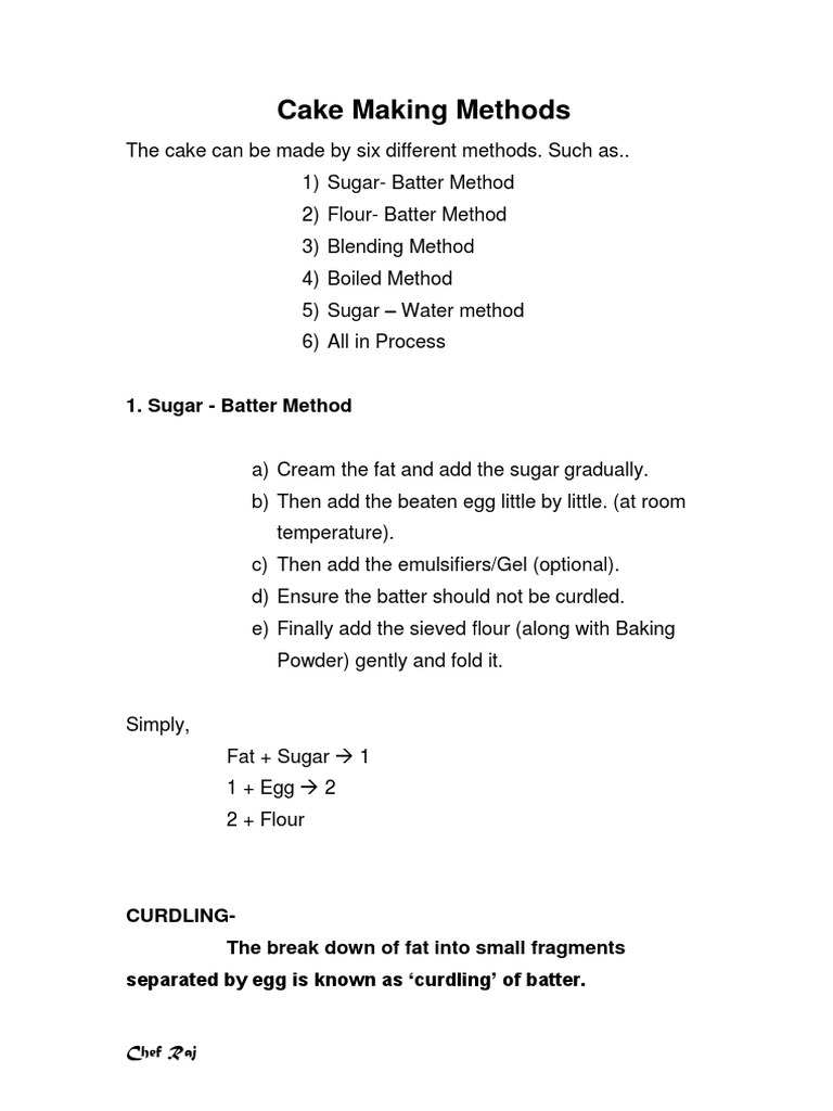 Cake Making Methods Faults Reasons Remedies | PDF | Cakes | Baking