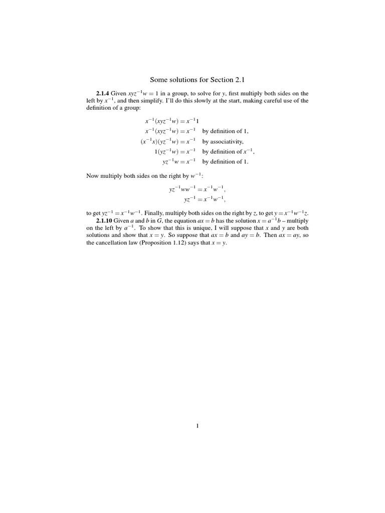 Solving Problems Involving Groups Through Careful Manipulation of Definitions | PDF ...