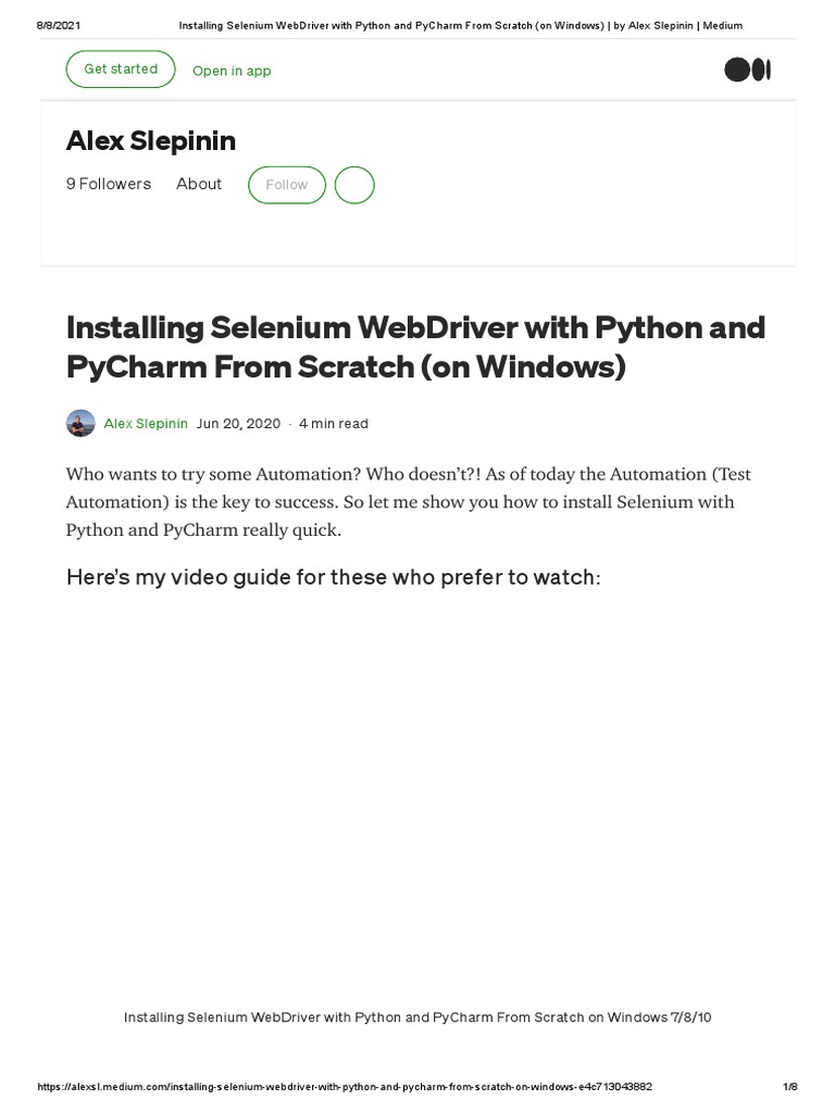 Installing Selenium WebDriver With Python and PyCharm From Scratch (On Windows) - by Alex ...