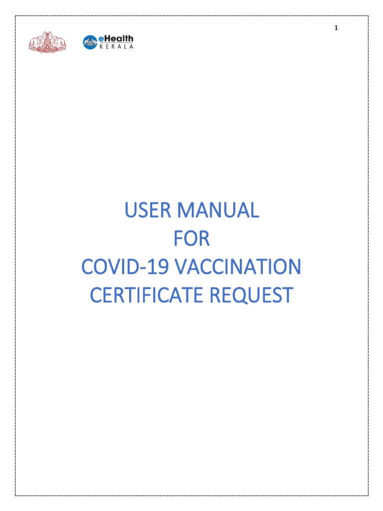 User Manual FOR Covid-19 Vaccination Certificate Request | PDF ...