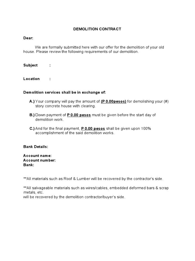 Demolition Contracts | PDF | Demolition